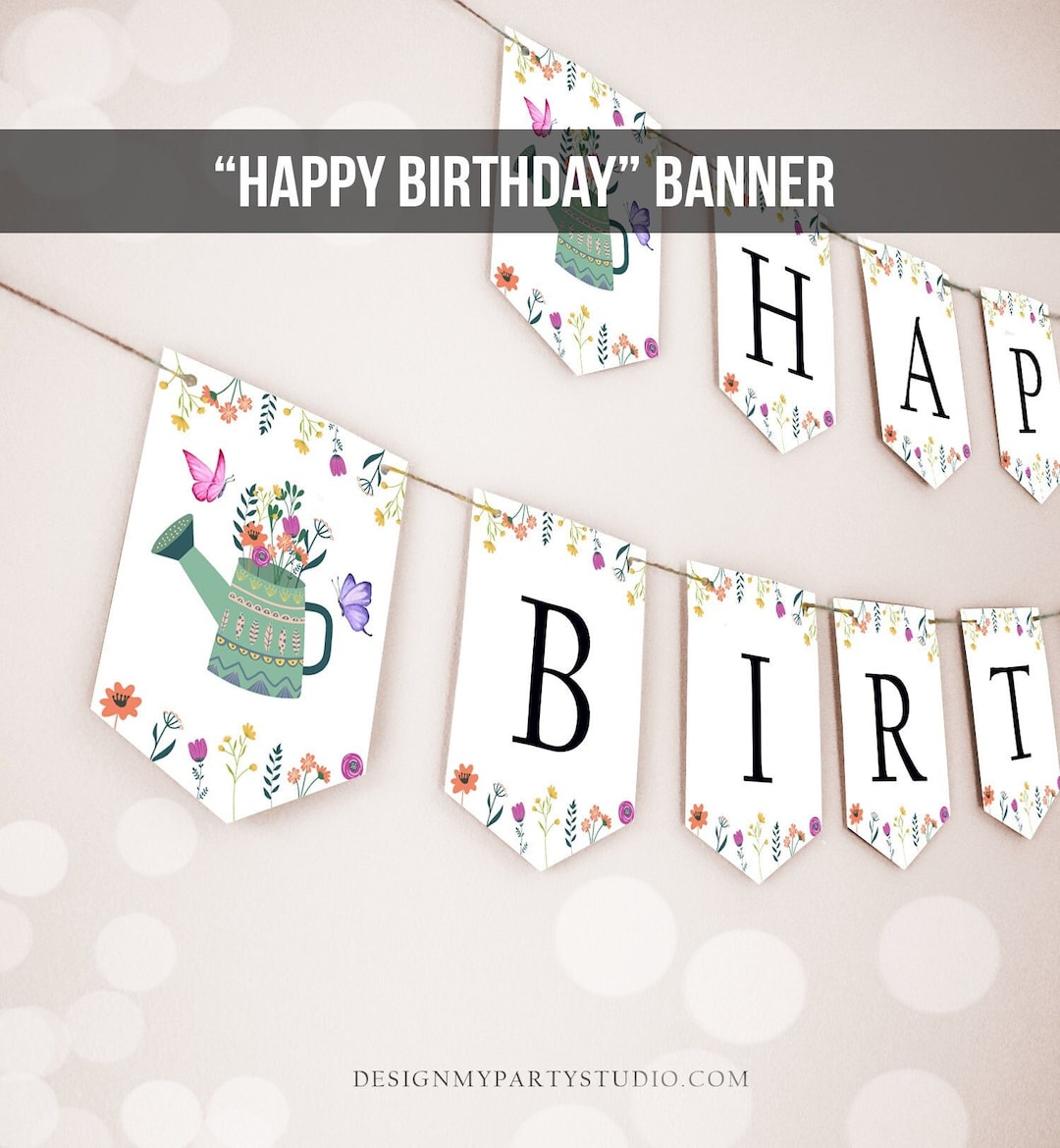 Happy Birthday Banner Wildflower Birthday Banner Girl First Birthday ...