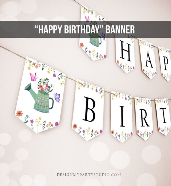 Happy Birthday Banner Wildflower Birthday Banner Girl First Birthday ...
