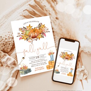 Editable Fall Y'all Party Invitation Fall Festival Party Backyard ...