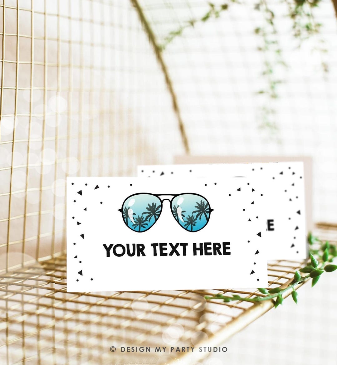 Editable Two Cool Food Label Sunglasses Place Card Tent Card Insert ...