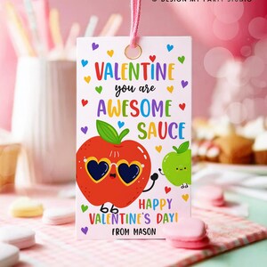 Editable You're Awesome Sauce Valentines Day Gift Tag Applesauce Fruit ...
