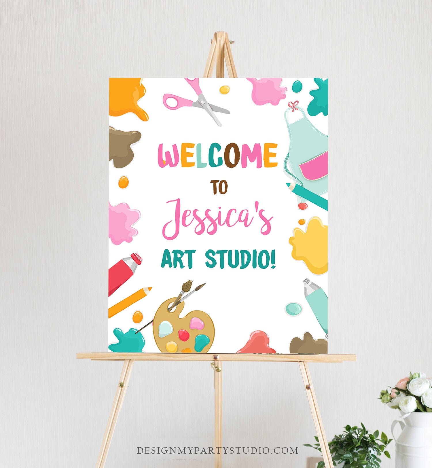 Editable Art Party Birthday Welcome Sign Painting Birthday - Etsy