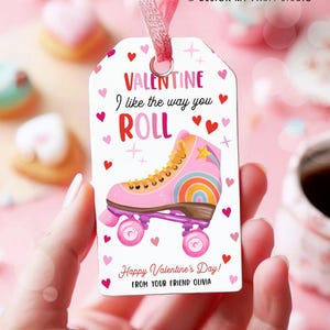 Editable Roller Skate Valentine's Day Gift Tag Valentines Card I Like ...