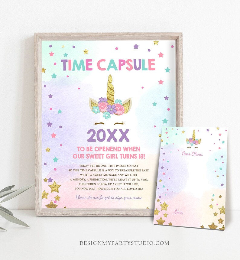Editable Unicorn Time Capsule Birthday Rainbow Magical - Etsy