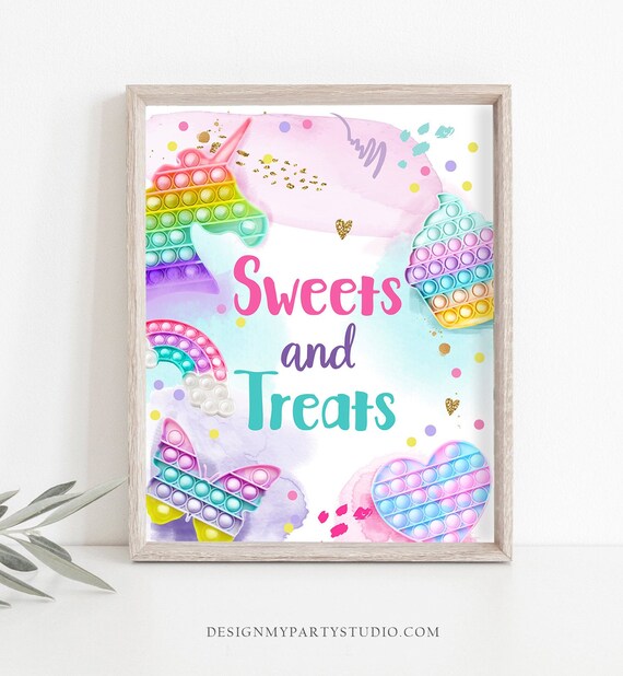 Sweets and Treats Sign Pop It Birthday Party Sign Fidget Toy Treats ...