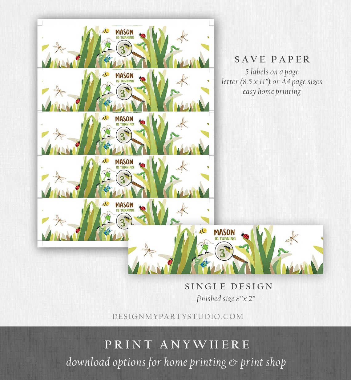 Editable Bug Birthday Water Bottle Labels Bug Labels Bugging - Etsy