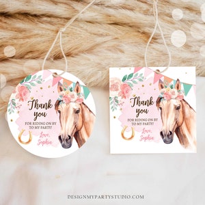 Editable Cowgirl Favor Tags Horse Birthday Party Favor Thank You ...