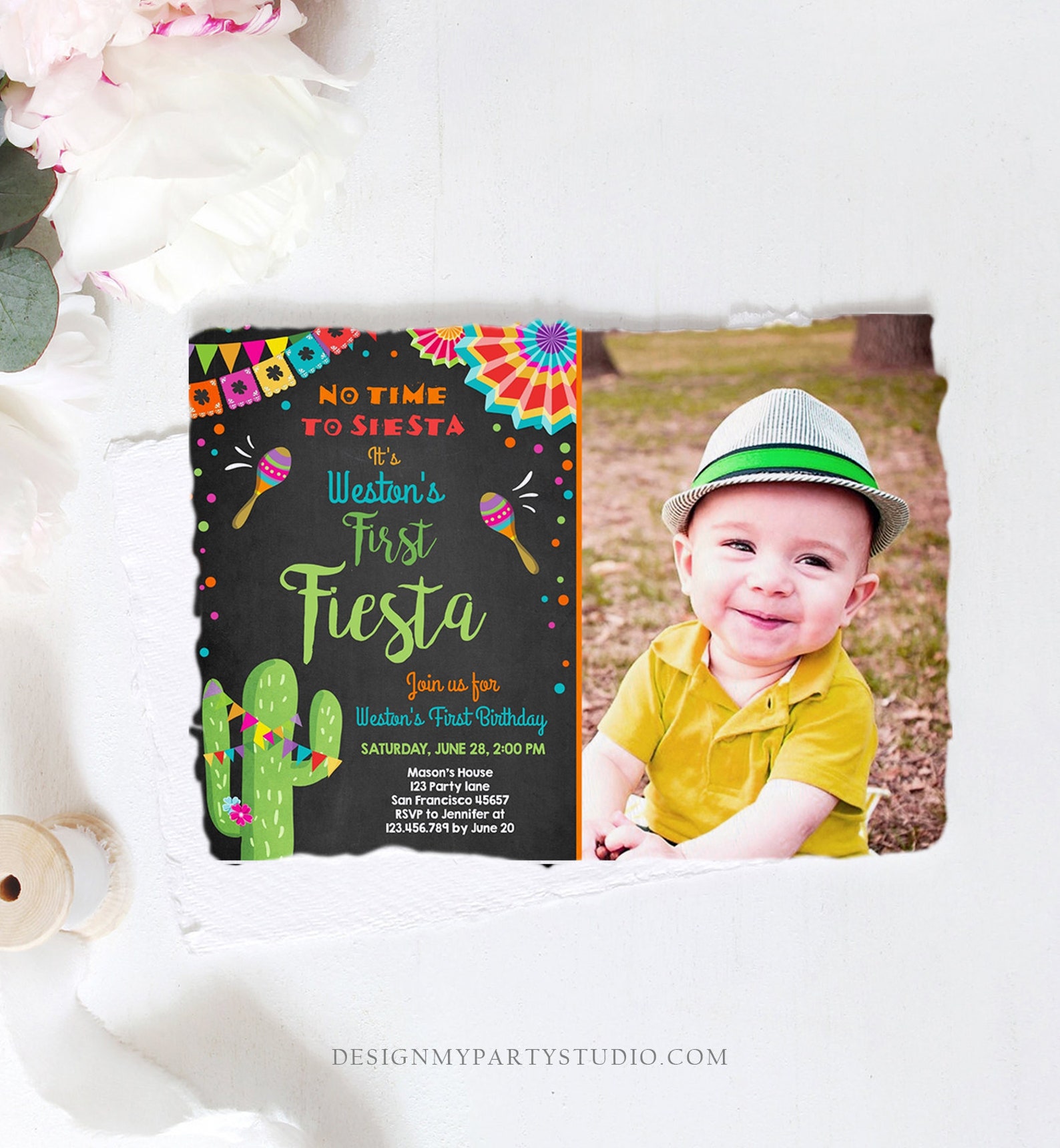 Editable First Fiesta Birthday Invitation Let's Fiesta No - Etsy