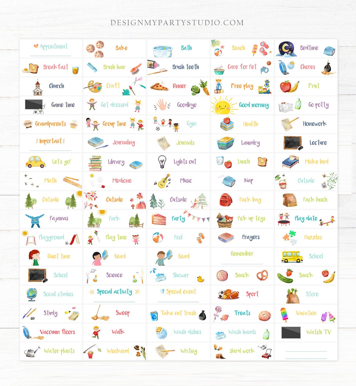 Visual Schedule Kids Daily Routine Chart 85 Cards Chores - Etsy