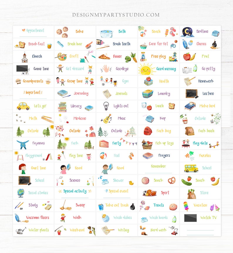 Visual Schedule Kids Daily Routine Chart 85 Cards Chores School ...