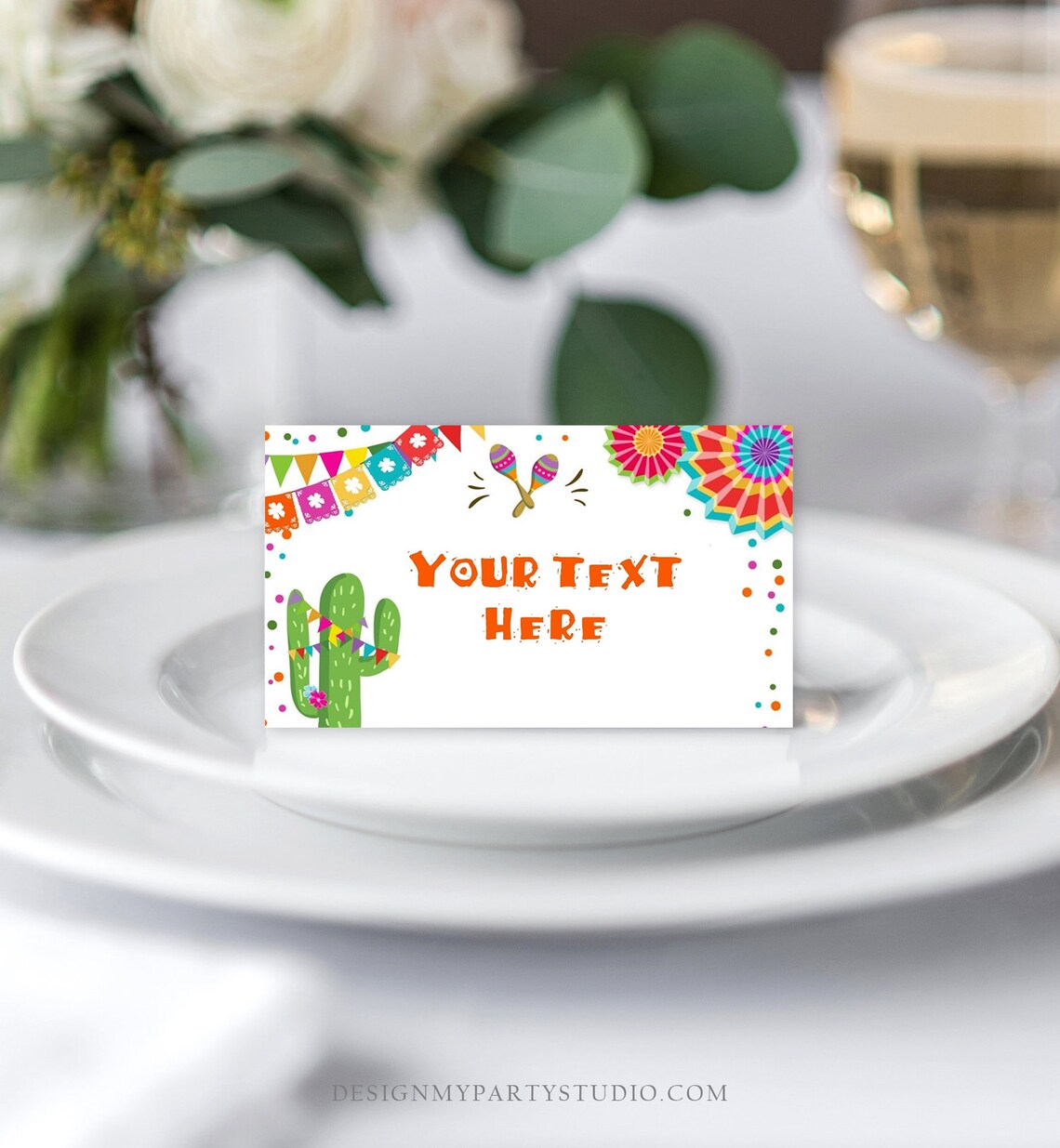 Editable Fiesta Cactus Food Label Fiesta Party Place Card Tent Card ...