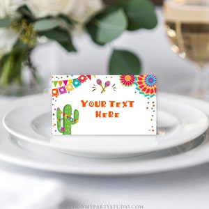 Editable Fiesta Cactus Food Labels Fiesta Party Place Card Tent Card ...