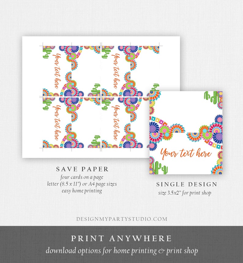 Editable Fiesta Cactus Food Labels Fiesta Party Place Card | Etsy