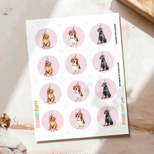 Puppy Dog Cupcake Toppers Puppy Favor Tags Puppy Birthday Dog Pink Girl ...