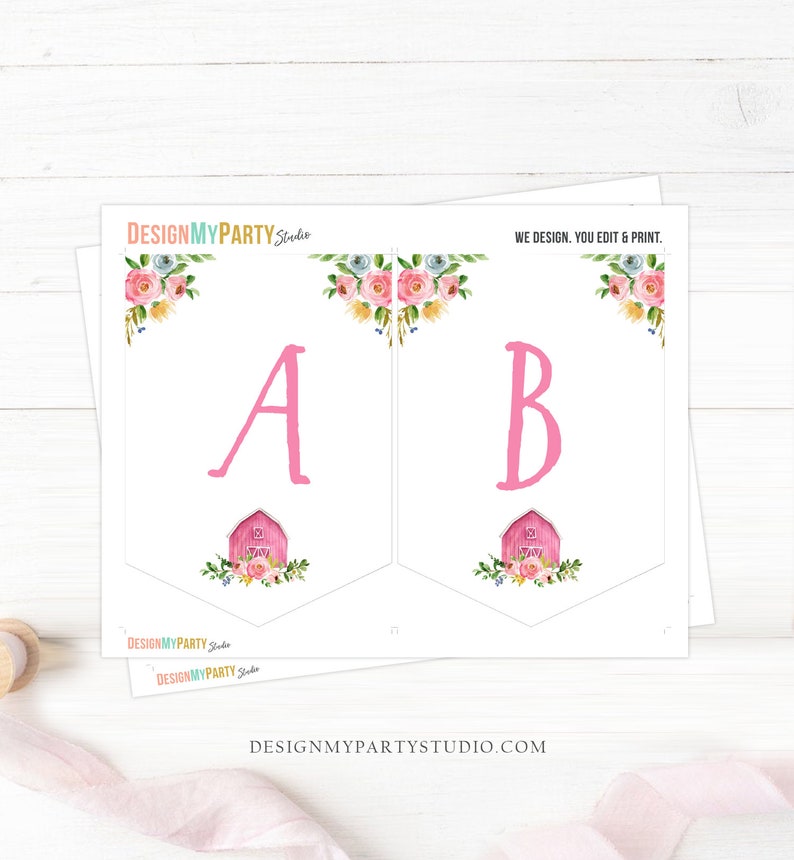 Farm Animals Birthday Banner A-Z Alphabet Numbers Banner Happy Birthday ...
