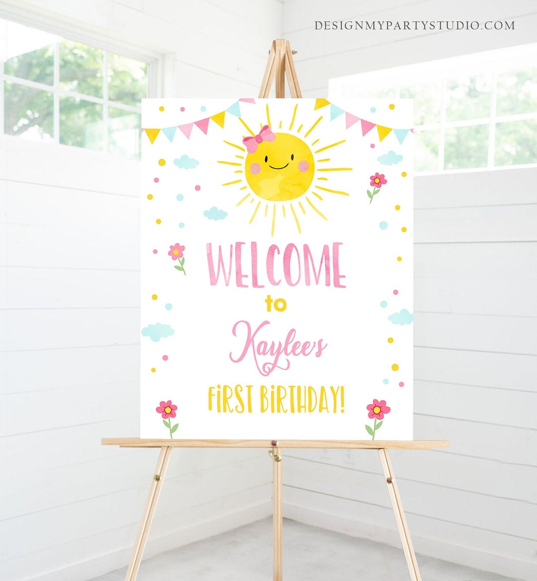Editable Sunshine Welcome Sign Little Sunshine Birthday Party - Etsy