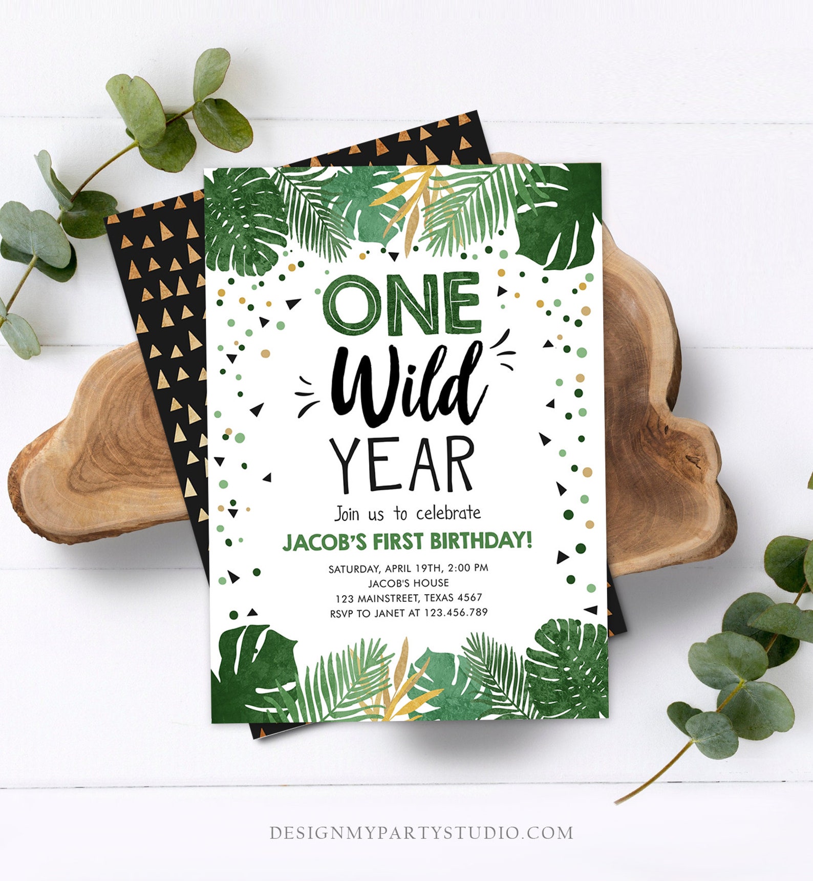 Editable One Wild Year Birthday Invitation Boy Tropical Safari - Etsy