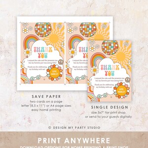 Editable Groovy Birthday Thank You Card Groovy Baby Shower Two Groovy ...