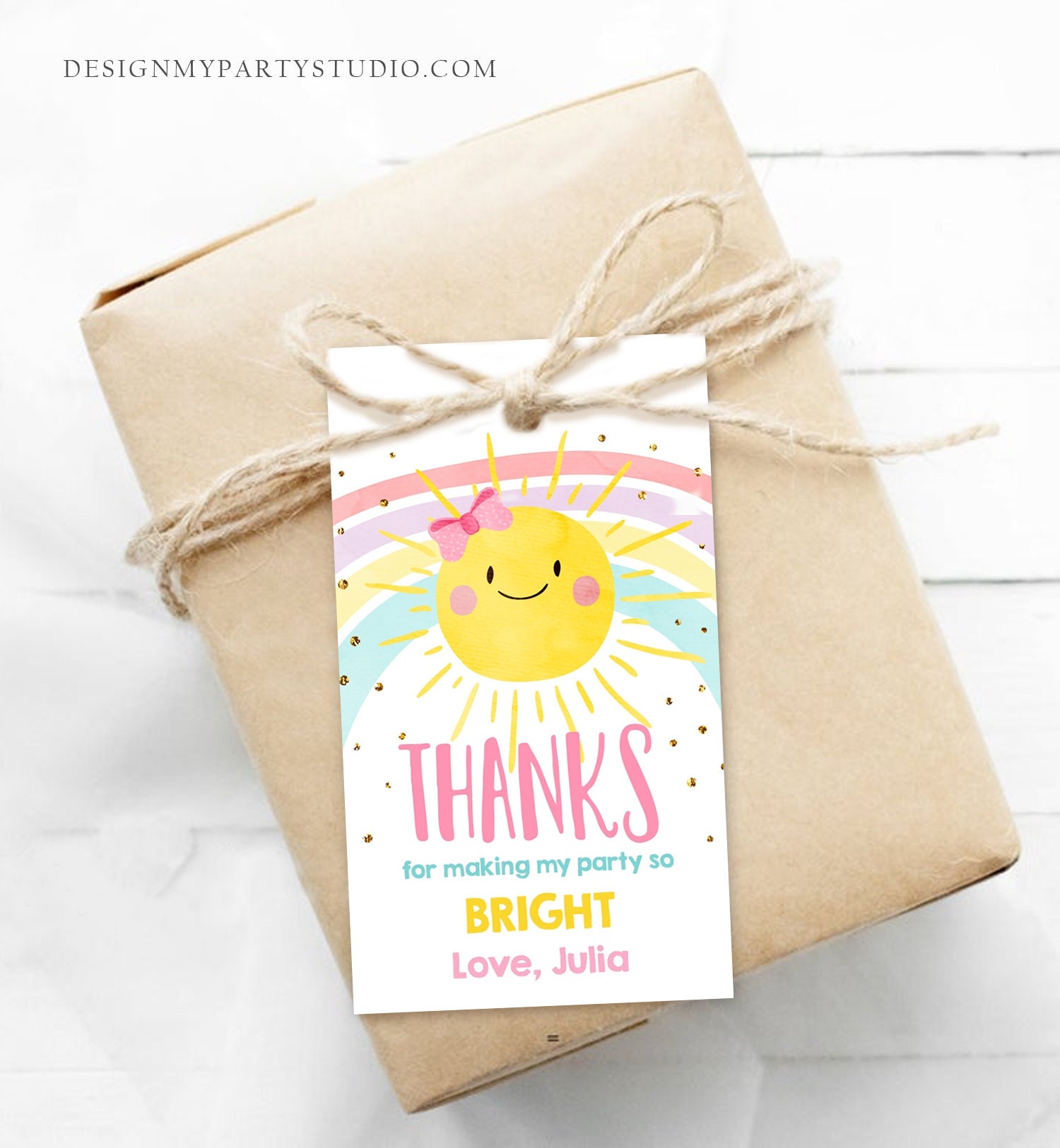 Editable Sunshine and Rainbows Favor Tags Little Sunshine Birthday ...