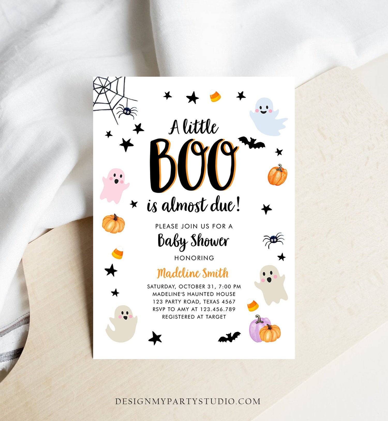 Editable Boo Baby Shower Invitation Cute Halloween Baby Shower - Etsy