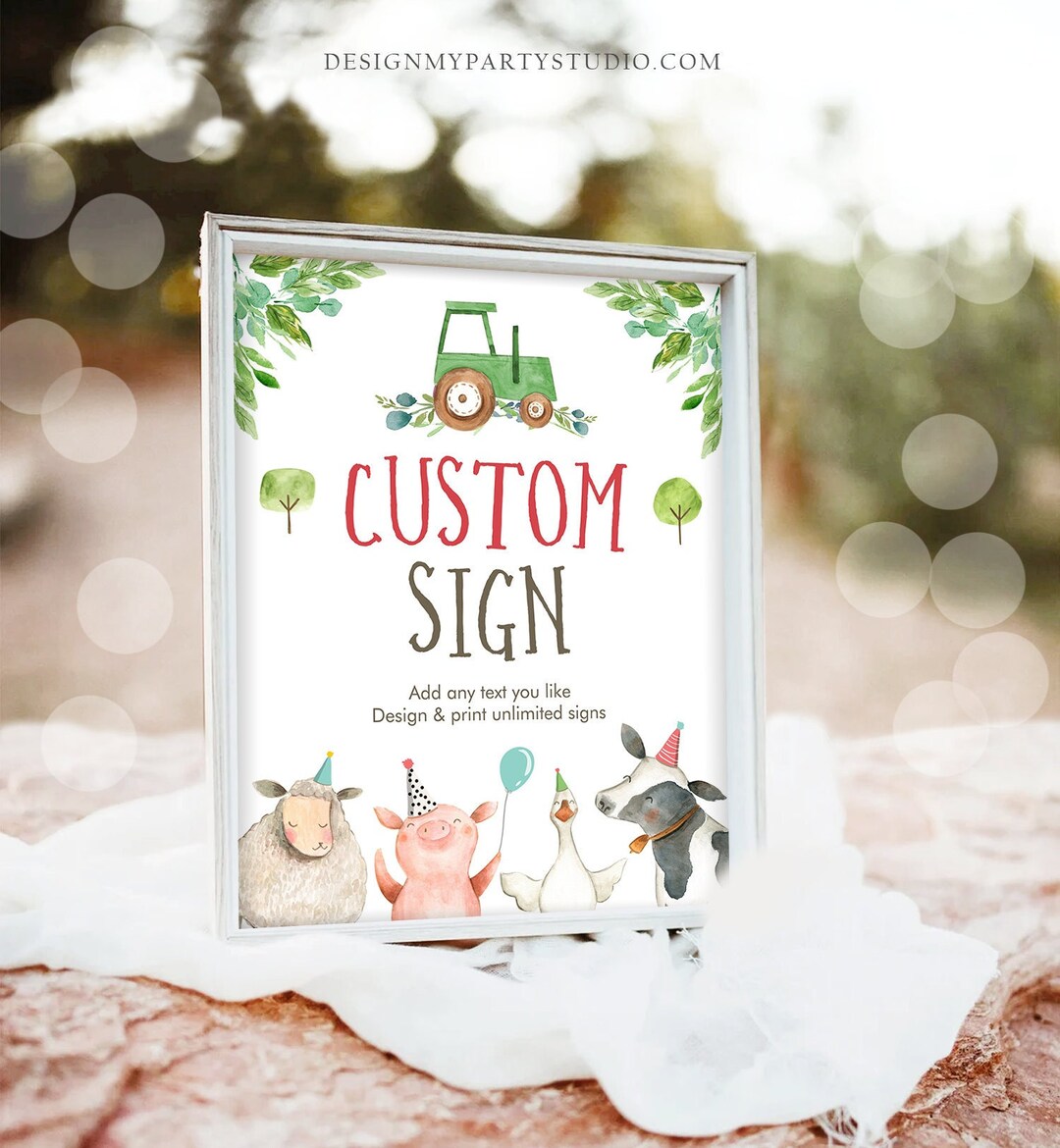 Editable Custom Sign Farm Animals Sign Boy Barnyard Birthday - Etsy