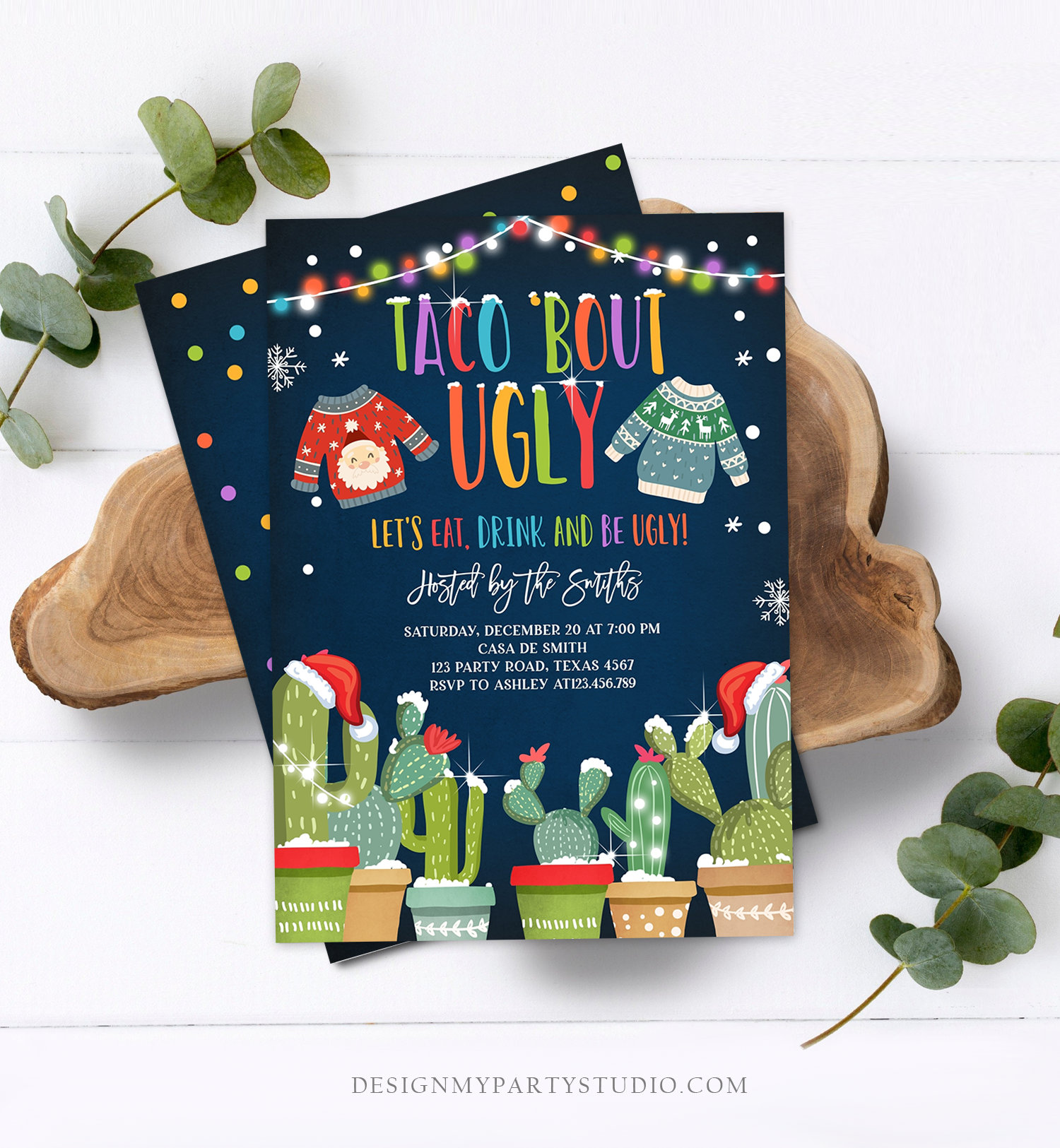 Editable Taco Bout Ugly Sweater Christmas Invitation Fiesta - Etsy