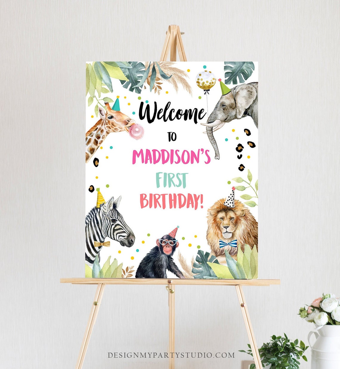 Editable Party Animals Welcome Sign Party Animal Sign Zoo - Etsy