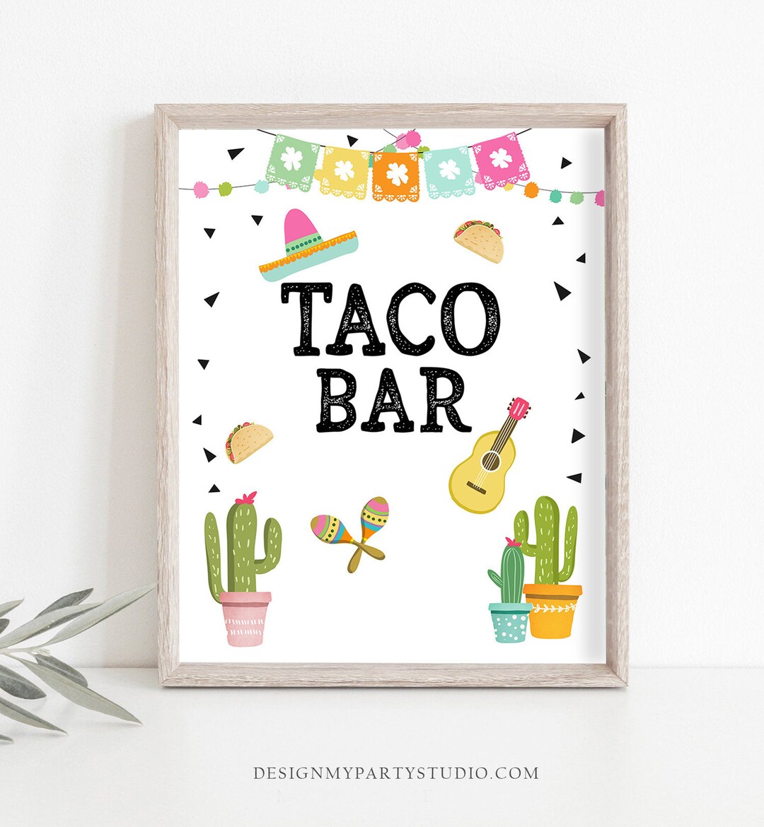 Fiesta Taco Bar Sign Fiesta Theme Bridal Shower Baby Shower Decor ...