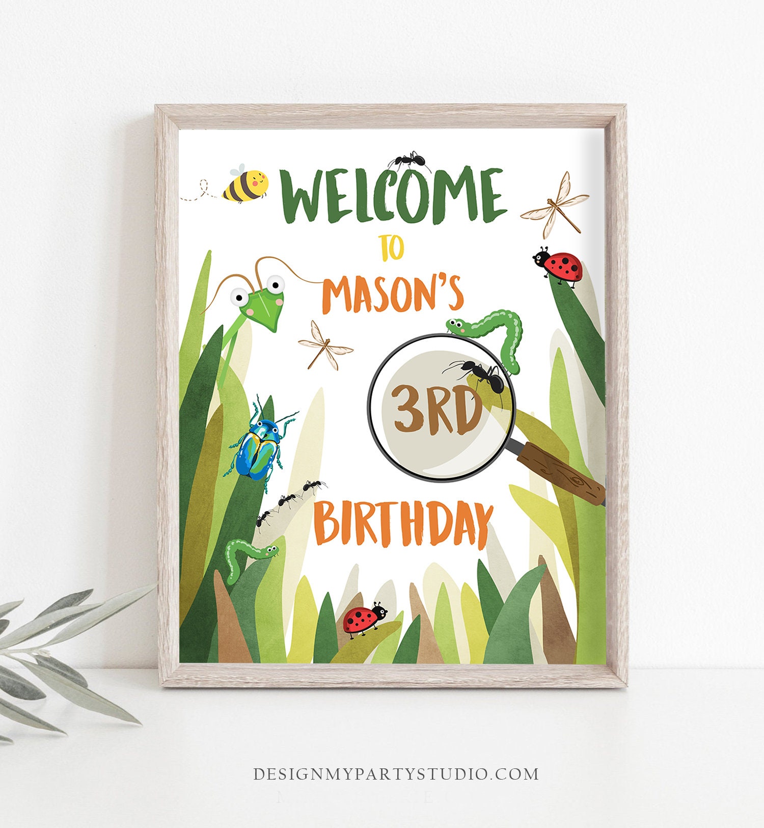 Editable Bug Birthday Welcome Sign Boy Bug Party Outdoor Bug - Etsy