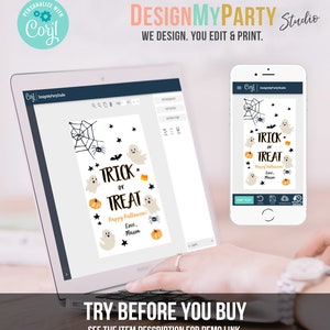 Editable Halloween Birthday Thank You Favor Tags Costume Party Trick or ...