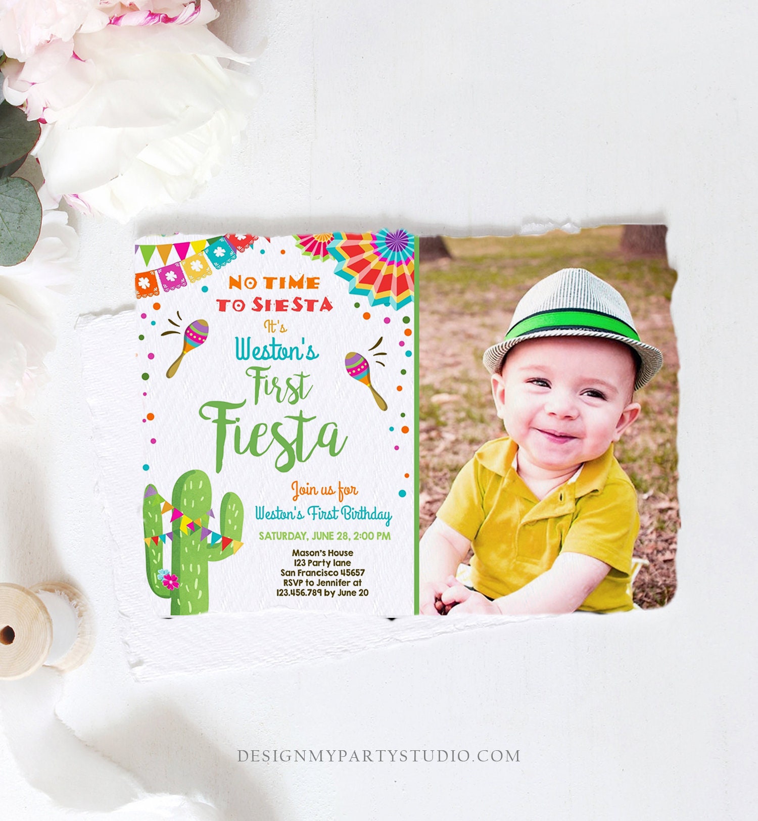Editable First Fiesta Birthday Invitation Let's Fiesta No - Etsy