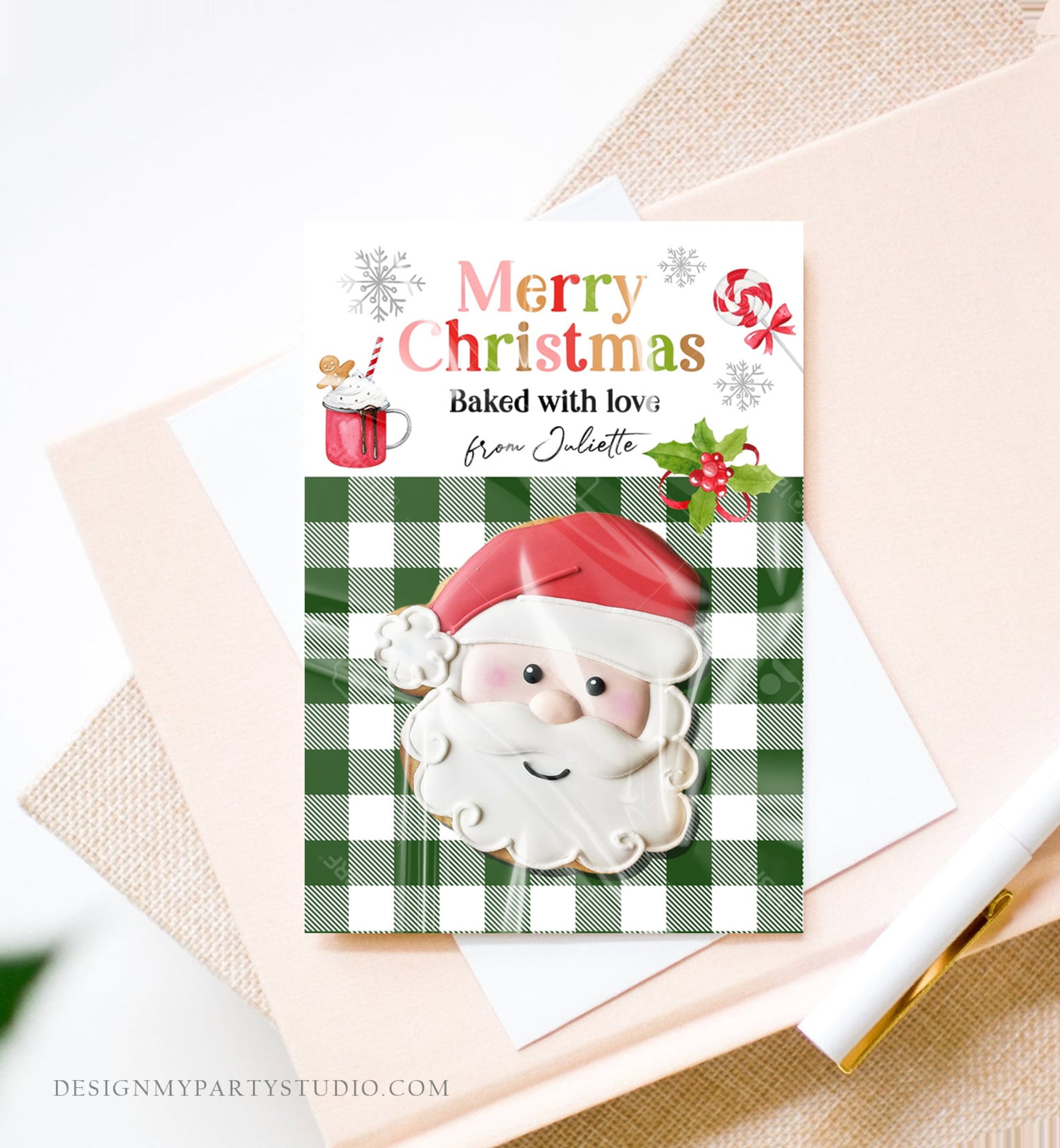 Editable Personalized Cookie Card Merry Christmas Cookie Card - Etsy UK
