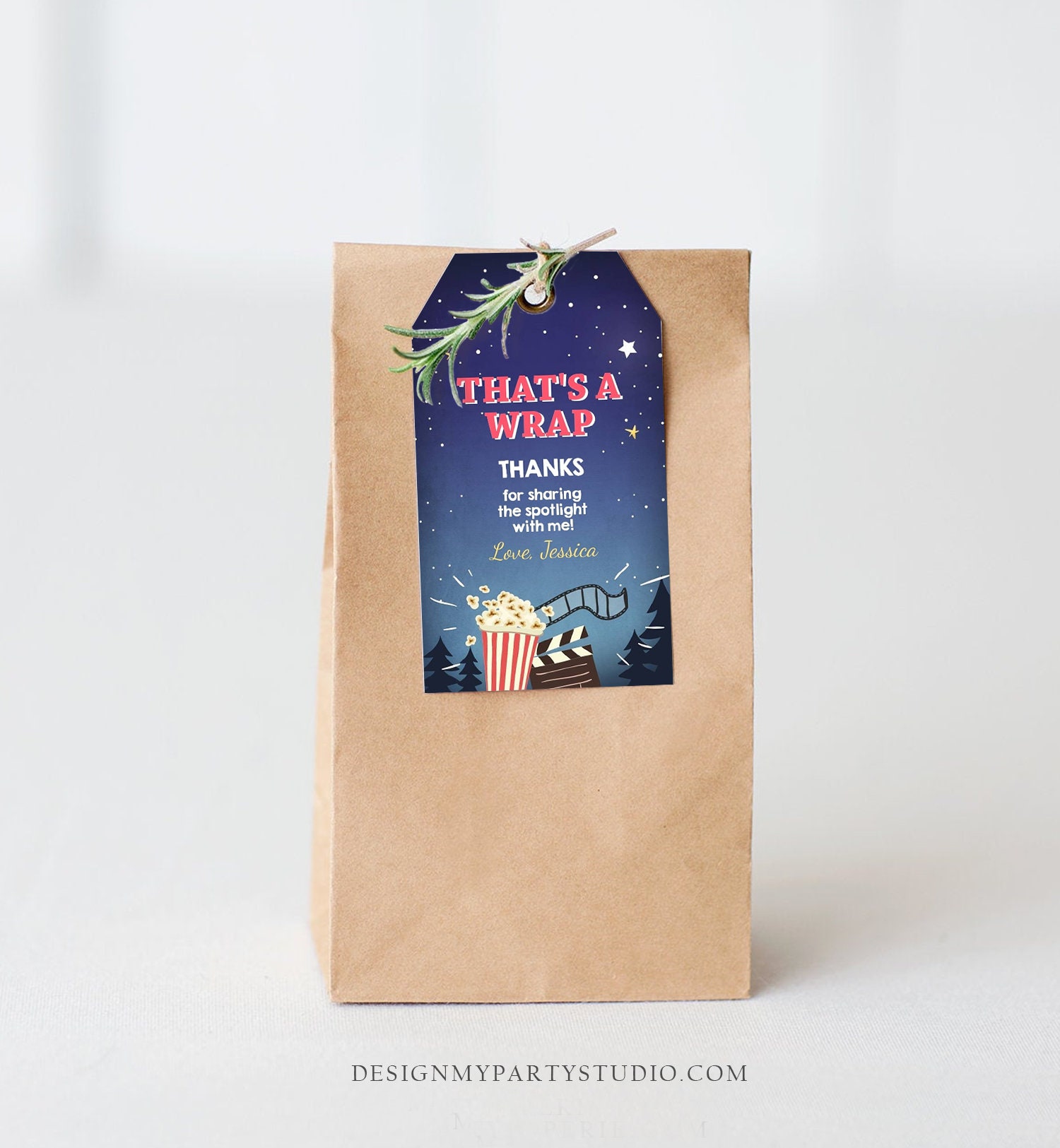 Editable Favor Tags Movie Night Thank You Gift Tags Cinema - Etsy