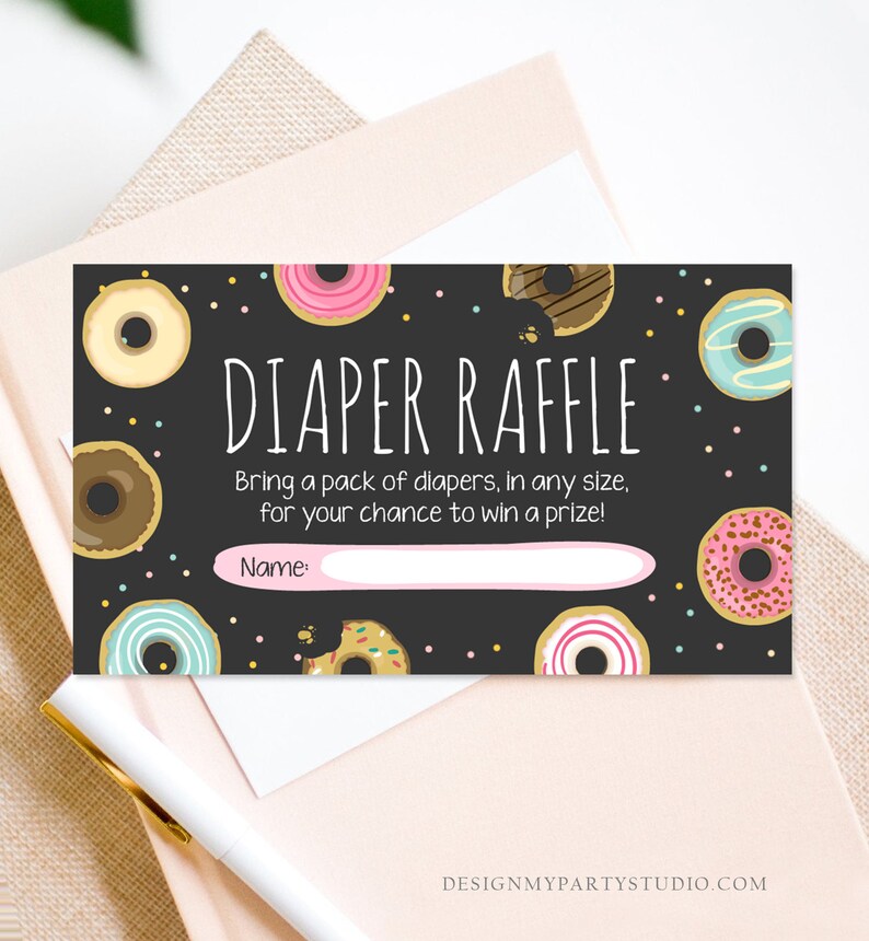 Editable Donut Diaper Raffle Ticket Baby Shower Pink Girl - Etsy