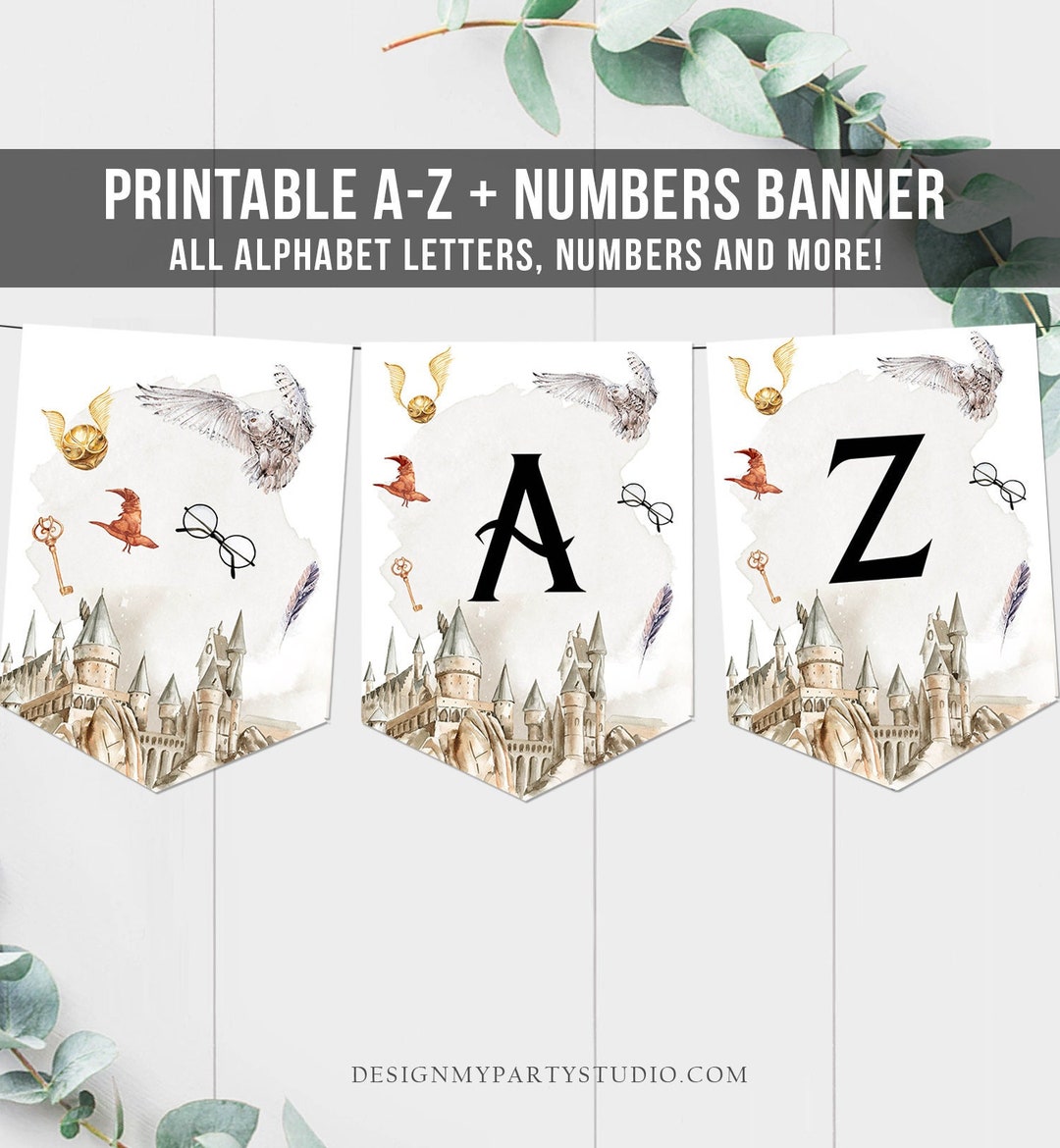 Alphabet Banner Wizard Birthday Banner Boy Wizardry Birthday Decor A-Z ...