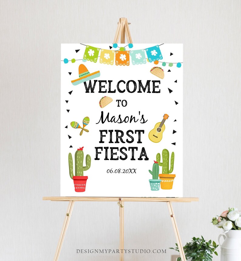 Editable Fiesta Welcome Sign First Birthday Fiesta Cactus - Etsy