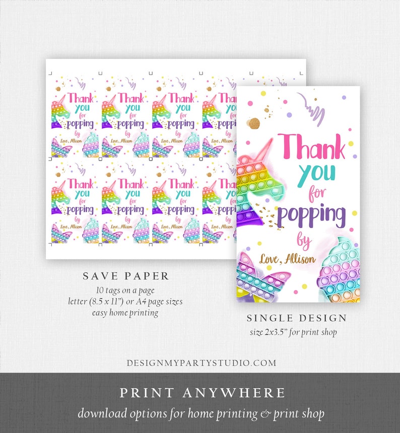 Editable Fidget Party Favor Tags Pop It Party Thank You Tag - Etsy