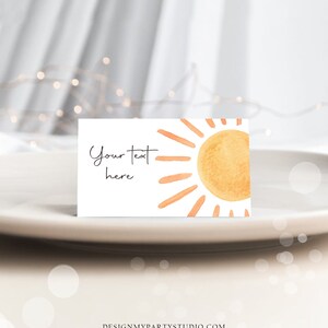 Editable Food Labels Sun Birthday Boho Sun Food Labels Place Card Tent ...