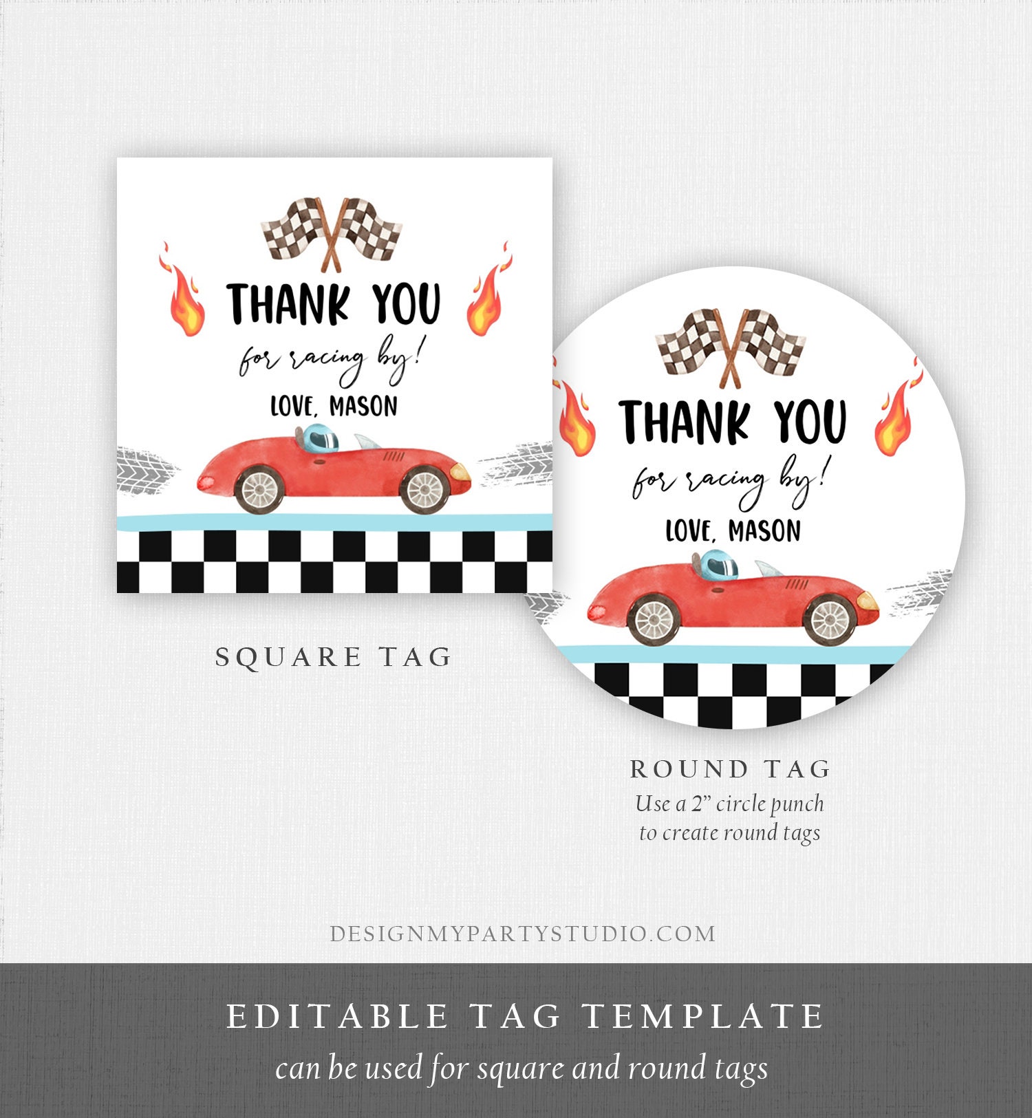 Editable Racing Favor Tags Race Car Birthday Thank You Label - Etsy