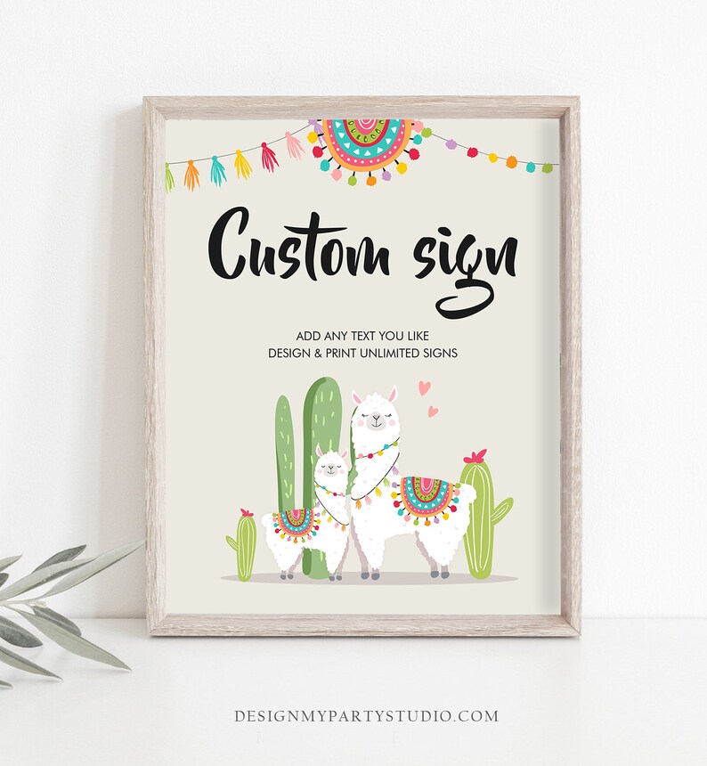 Editable Custom Sign Llama Fiesta Cactus Sign Fiesta Decor - Etsy
