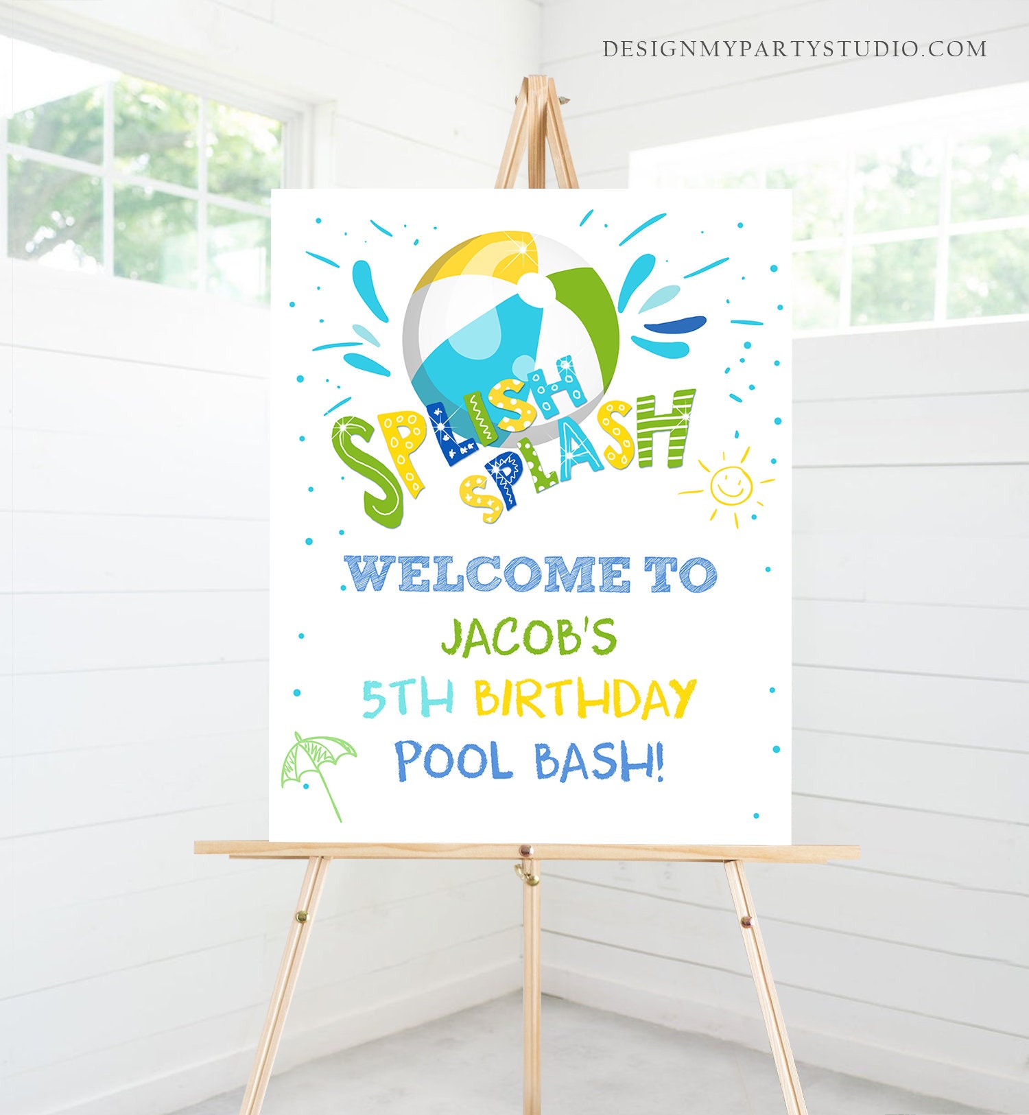 Editable Pool Party Welcome Sign Pool Party Birthday Swimming Beach ...