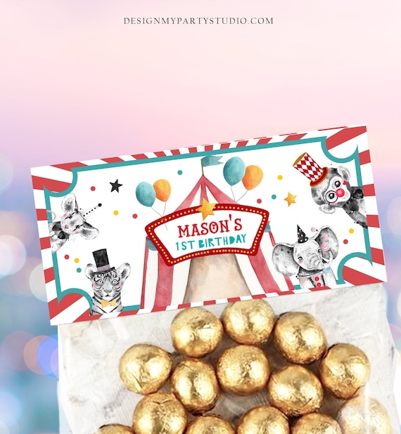 Editable Circus Treat Bag Toppers Birthday Party Thank You Carnival ...