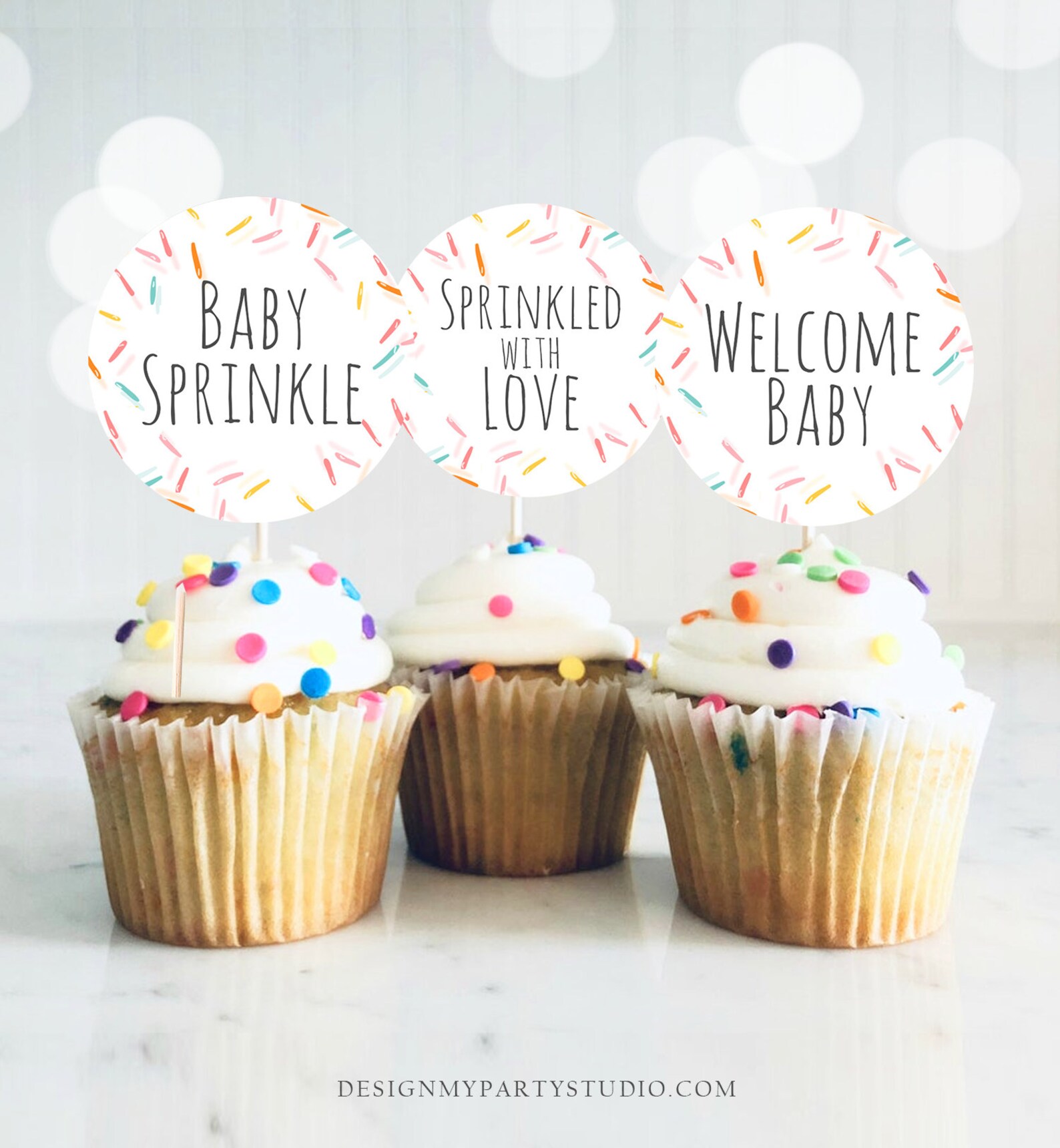 Baby Sprinkle Cupcake Toppers Favor Tags Baby Sprinkle - Etsy