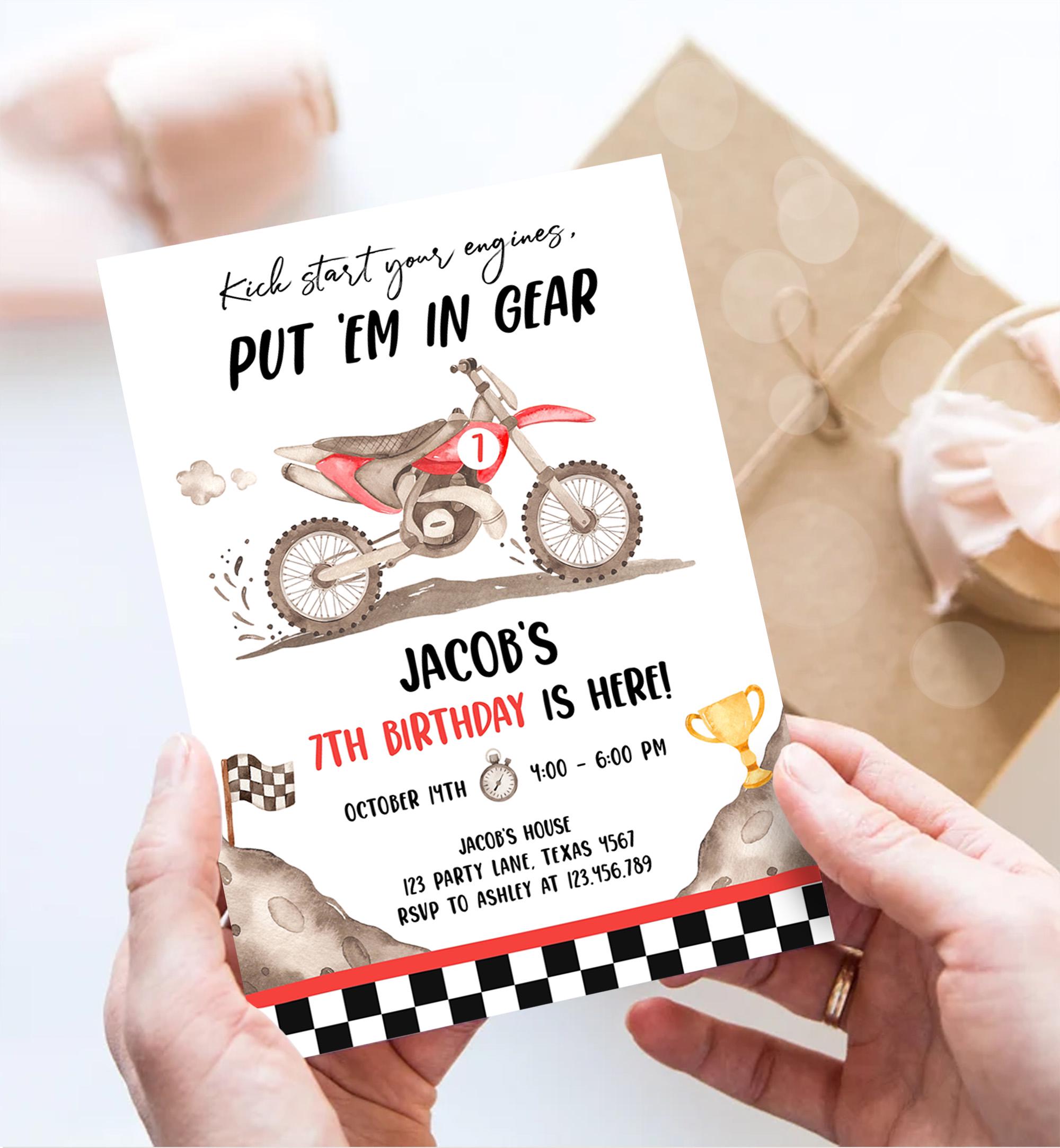 Editable Dirt Bike Birthday Invitation Start Engines Race on Over ...