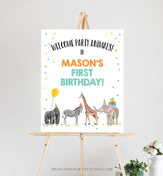 Editable Party Animals Welcome Sign Party Animal Sign Zoo Safari ...