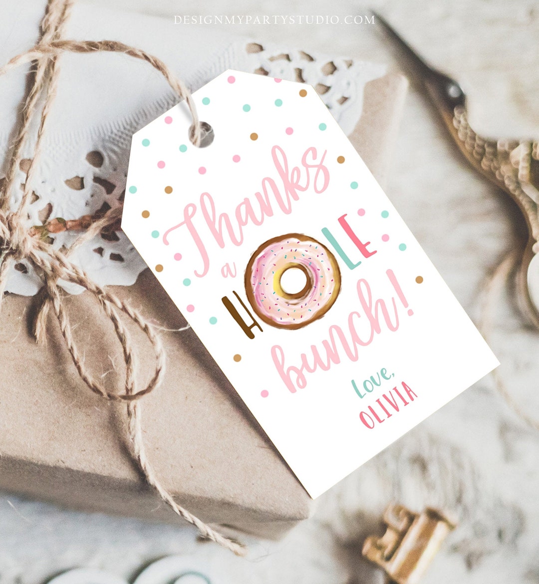 Editable Donut Favor Tags Tags Donut Birthday Donut Thank You Tags A ...