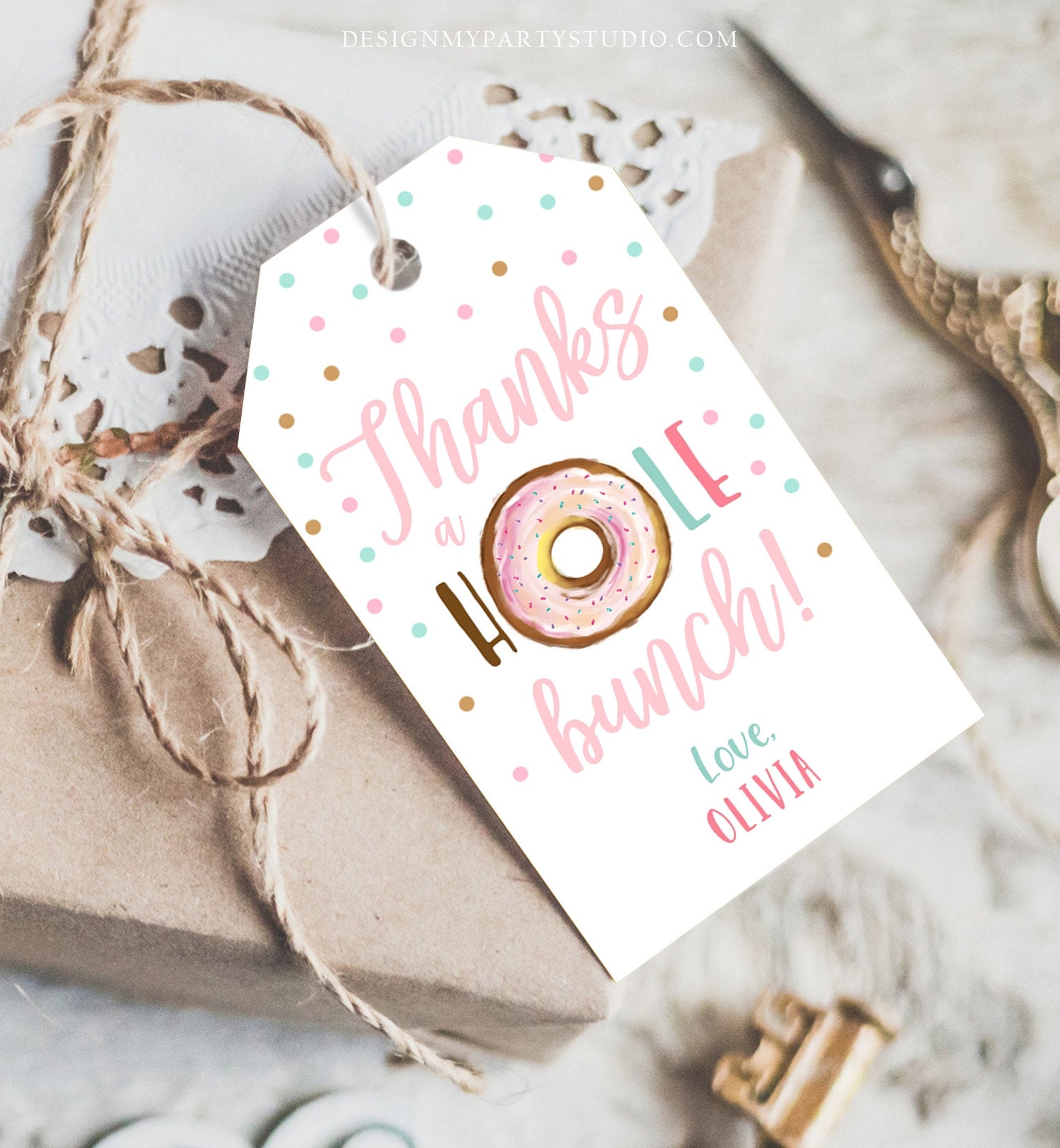 Editable Donut Favor Tags Tags Donut Birthday Donut Thank You Tags A ...