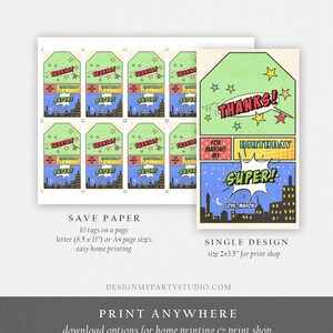 Editable Superhero Favor Tag Super Hero Boy Birthday Superheroes Party ...