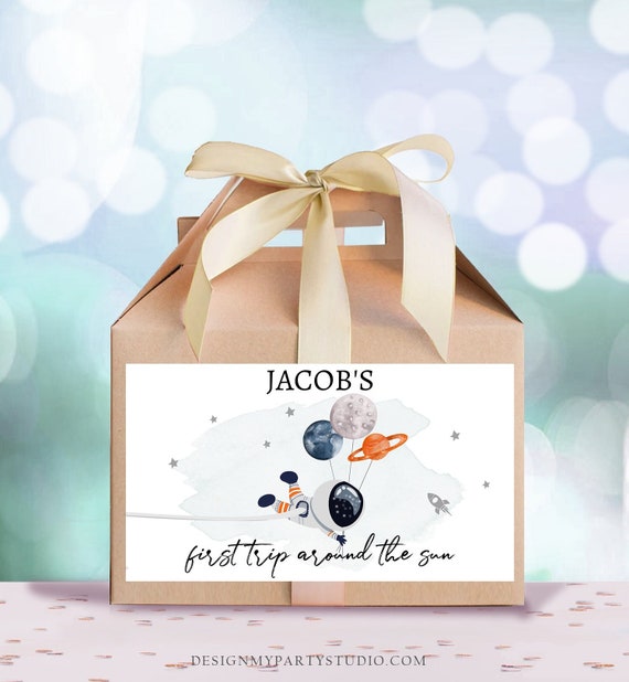 Editable Space Gable Box Label Outer Space Birthday Gift Box Labels ...