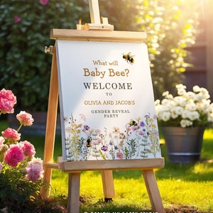 Editable Bee Welcome Sign What Will Baby Bee Gender Reveal Welcome ...